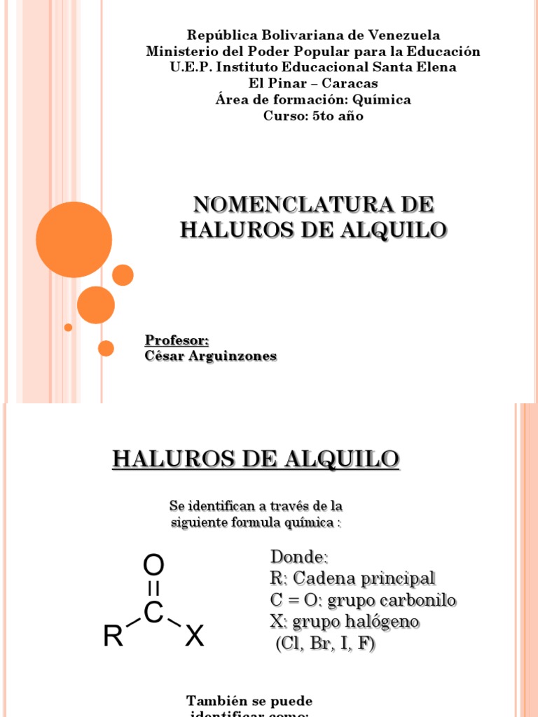 Nomenclatura de Haluros de Alquilo | PDF | Moléculas | Ciencias fisicas