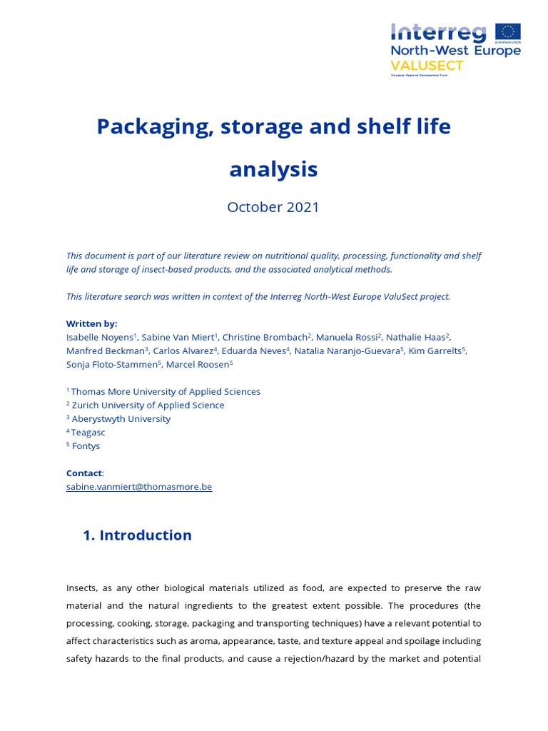 Literature Review - Packaging Storage and Shelf Life Analysis | PDF ...