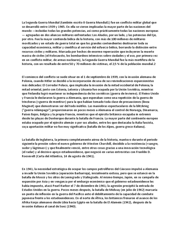 Resumen de la Segunda Guerra Mundial | PDF | Segunda Guerra Mundial ...