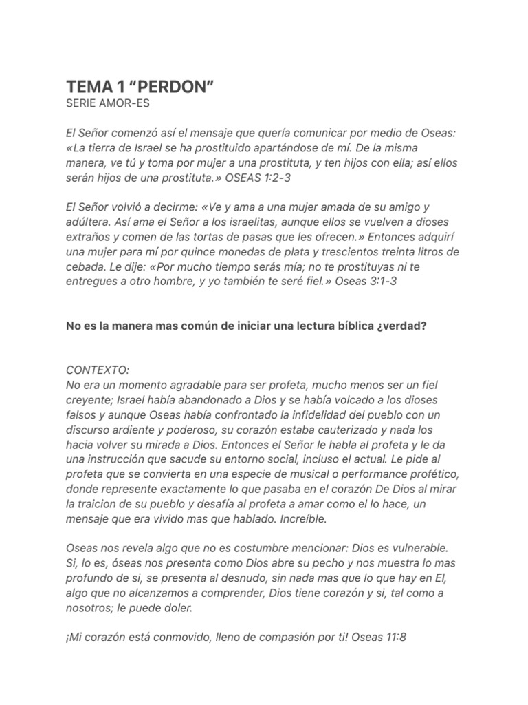 Tema 1 "Perdon" | PDF | Amor | Dios