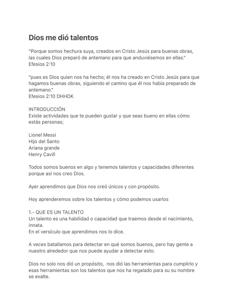 Dios Me Dió Talentos | PDF