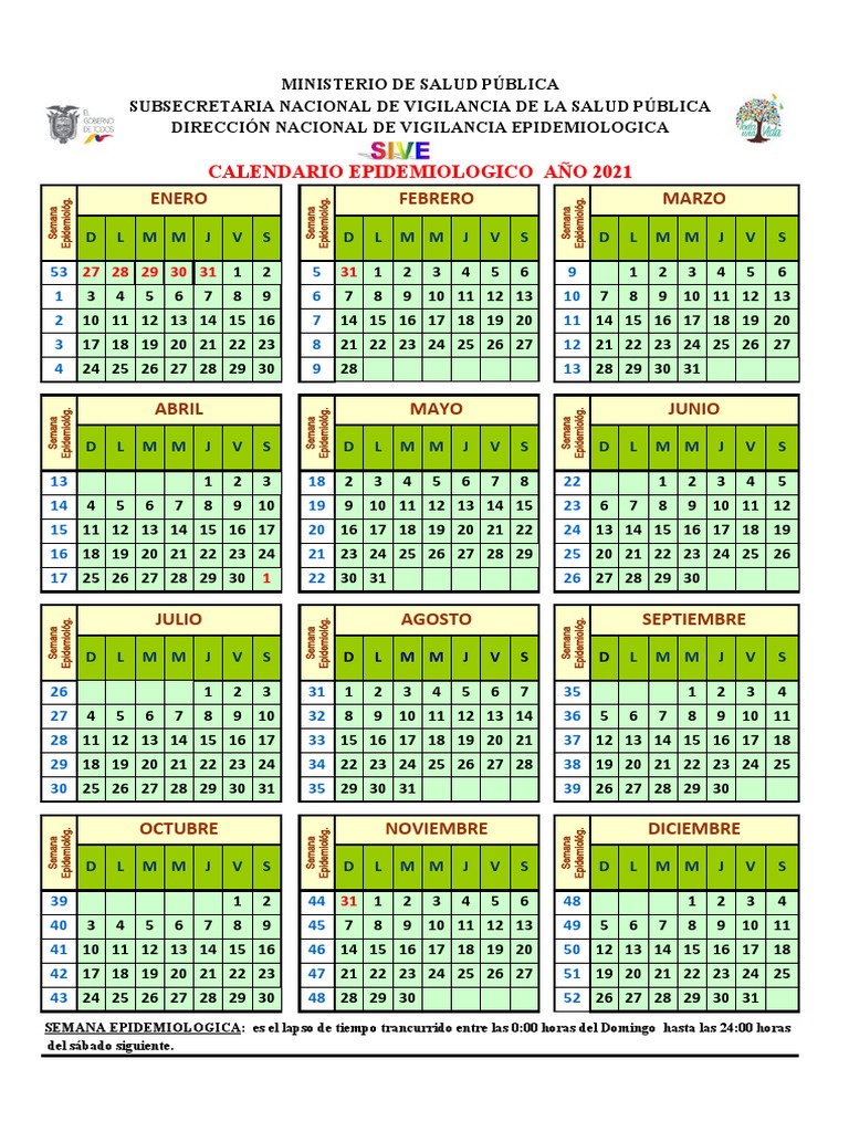 Calendario Epidemiologico 2021 | PDF