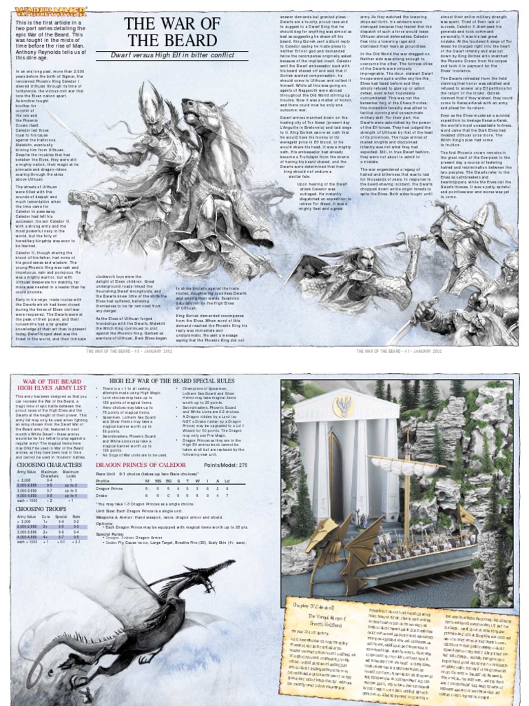 WFB6 - Armylist - War of The Beard High Elves | PDF | Elf (Dungeons & Dragons) | Elves