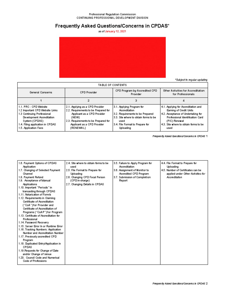 CPDAS Frequently Asked Questions (FAQs) | PDF | Payments | Professional ...