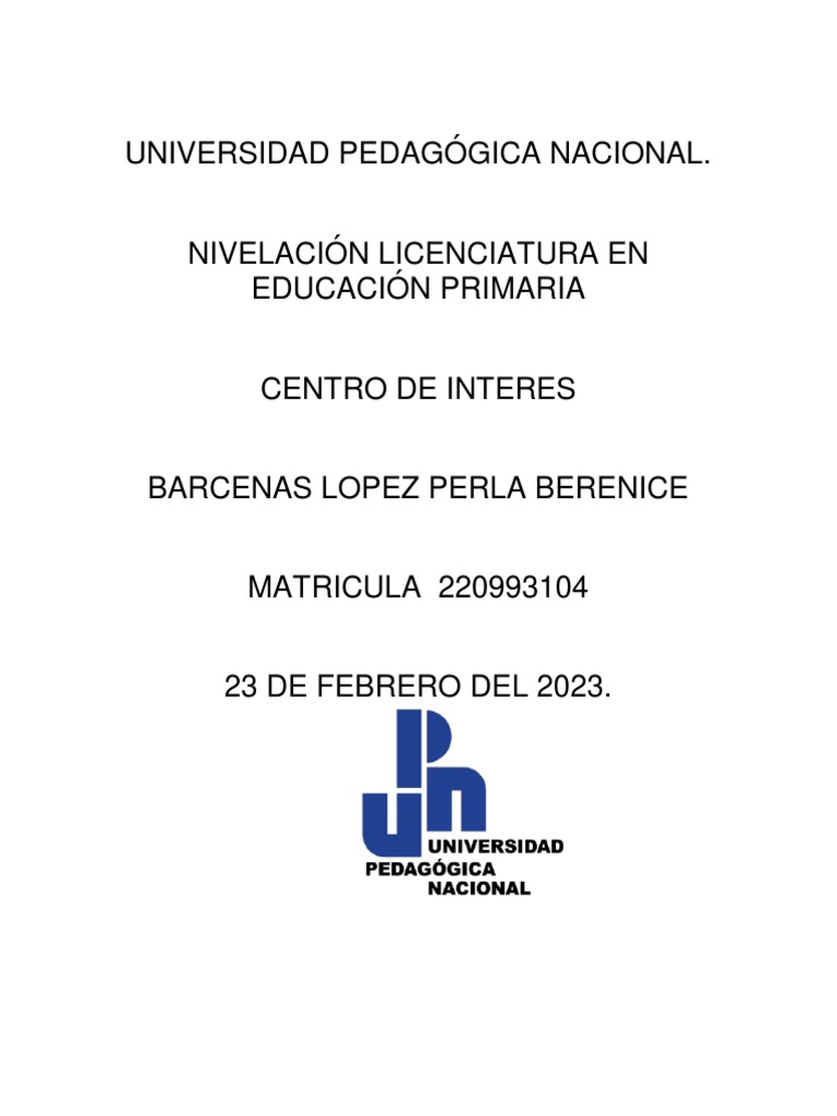 Act4 - Bii - Centro de Interes - Barcenas - Perla | PDF | Agua | Aprendizaje