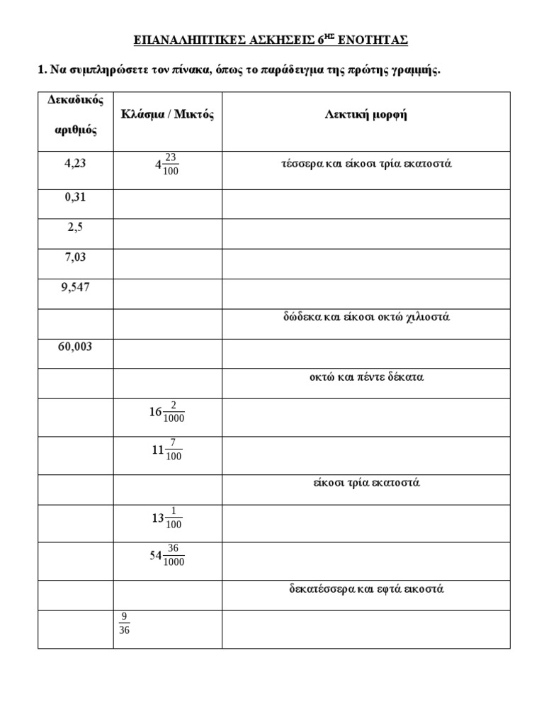 Μαθ. Δεκαδικοί Επαν. | PDF