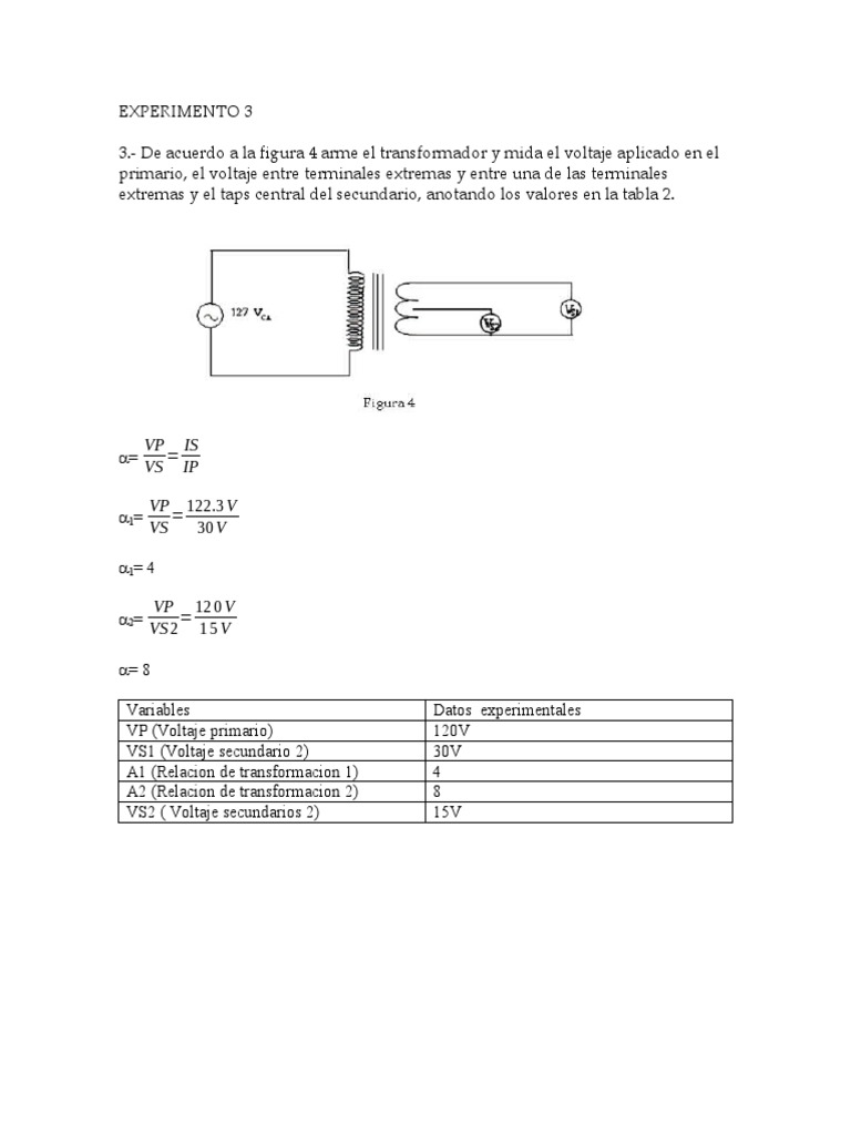 Experimento 3 | PDF | Transformador | Ingenieria Eléctrica