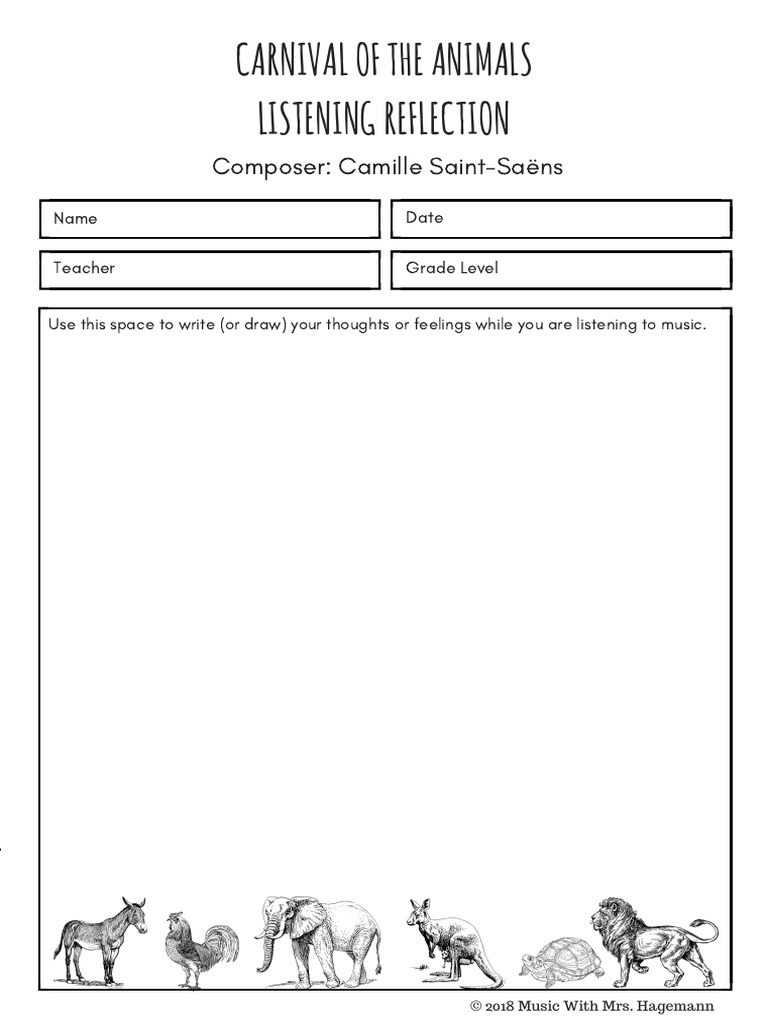 Carnival of The Animals Listening Reflection: Composer: Camille Saint ...