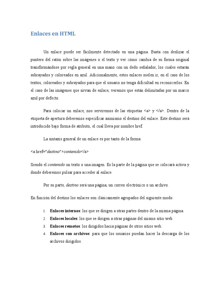 Enlaces HTML | PDF | Hipervínculo | HTML