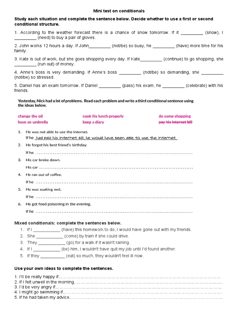 Mini Test On Conditionals | PDF