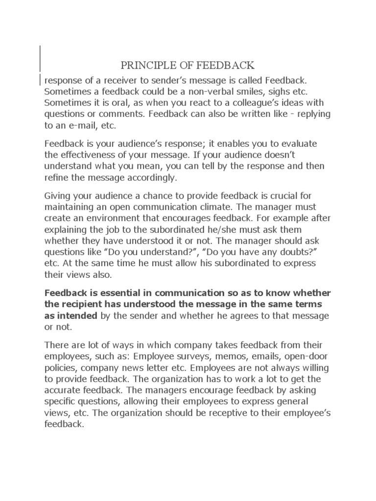 Principle of Feedback | PDF