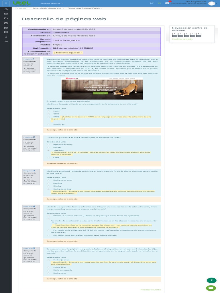 Puntos extra 3 autocalificable: Revisión del intento | PDF | Página web | HTML