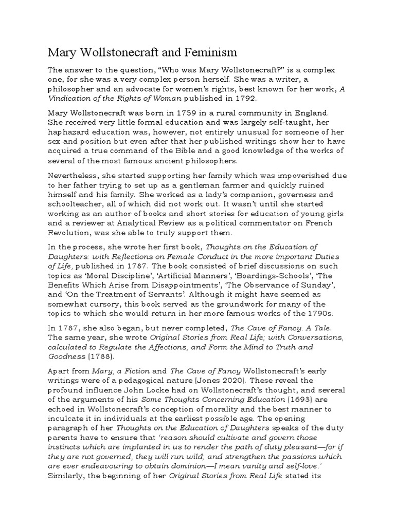 Mary Wollstonecraft and Feminism | PDF | Mary Wollstonecraft | Feminism