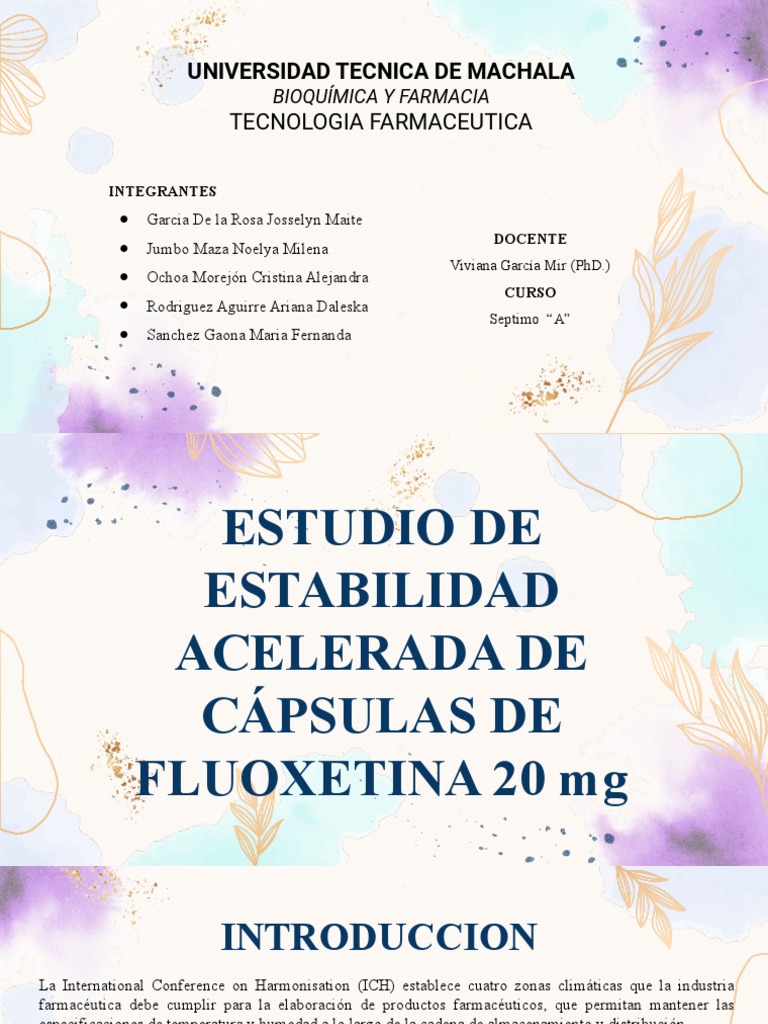 ESTUDIO DE ESTABILIDAD ACELERADA DE CÁPSULAS DE FLUOXETINA 20 MG | PDF | Medicamentos con receta ...