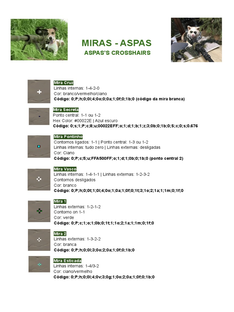 Tipos e Códigos de Miras Aspas | PDF