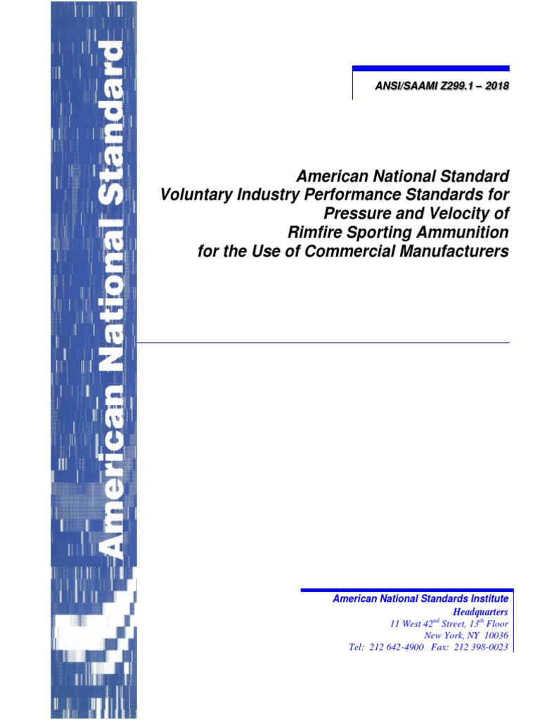 Ansi-Saami z299.1 2018 Rimfire | PDF | Cartridge (Firearms) | Caliber