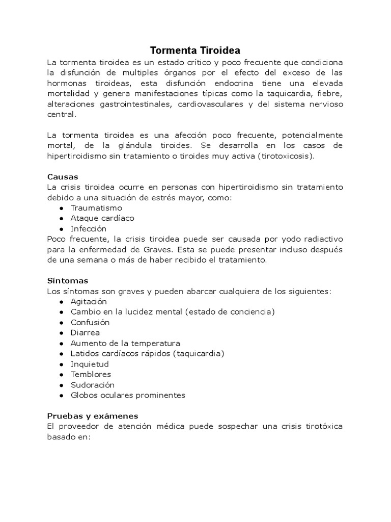 Tormenta Tiroidea: Causas y Tratamiento | PDF | Hipertiroidismo | Tiroides