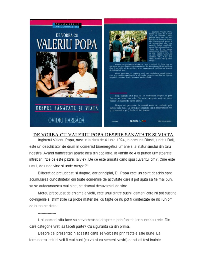 De Vorba Cu Valeriu Popa Autor Ovidiu Harbada | PDF