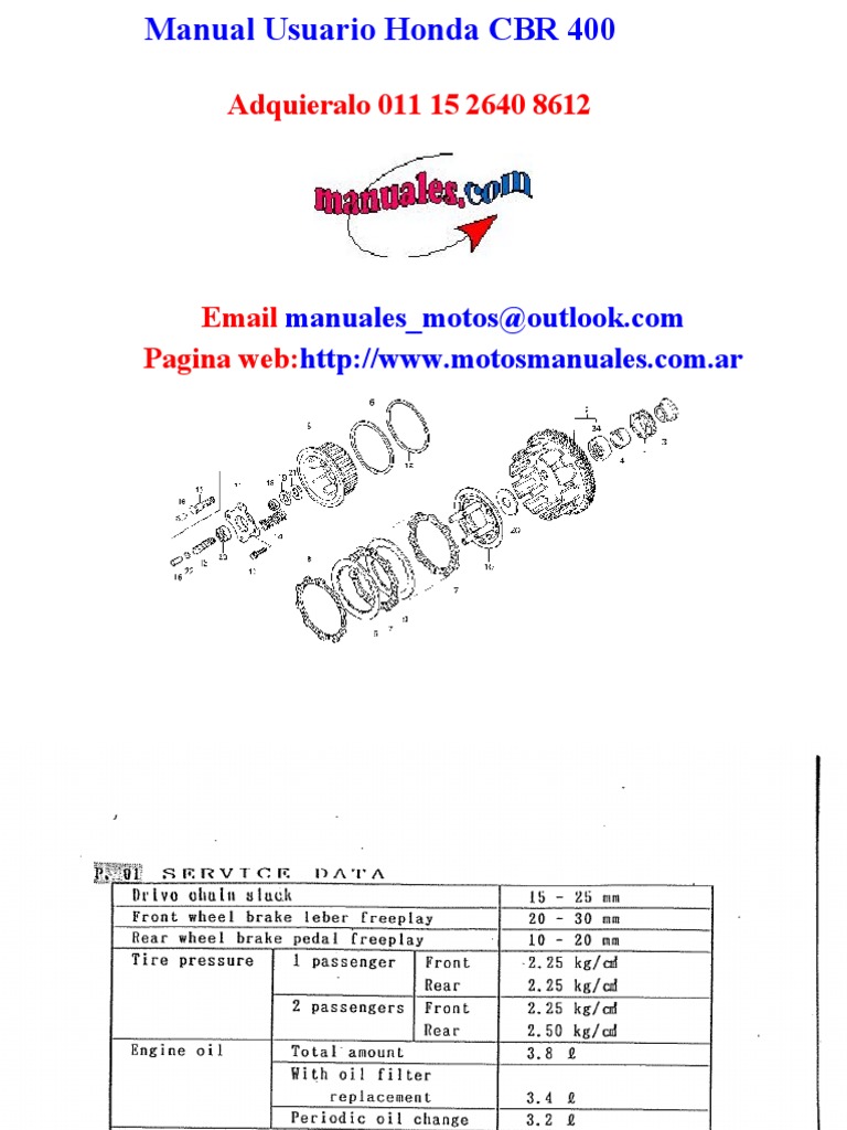 Manual del Usuario Honda CBR 400 | PDF | Tecnología