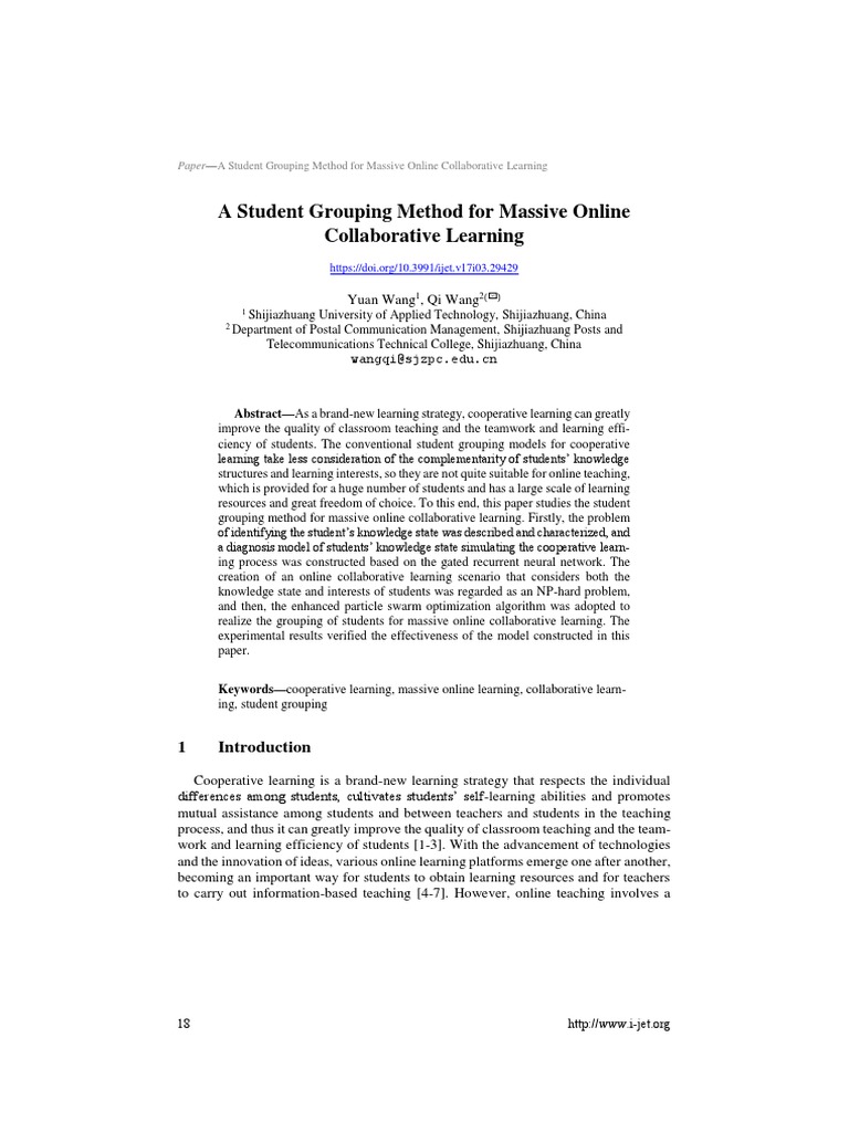 A Student Grouping Method For Massive Online Collaborative | PDF | Mean ... A Student Grouping Method For Massive Online Collaborative | PDF | Mean ...