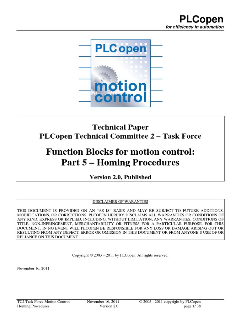 Plcopen Motion Control Part 5 Version 2 0 Pdf Electrical