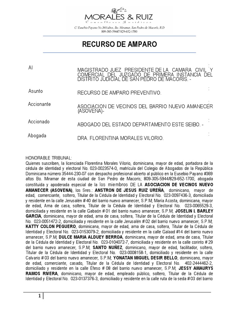 Recurso de Amparo Preventivo en SPM | PDF | Convenio europeo de ...