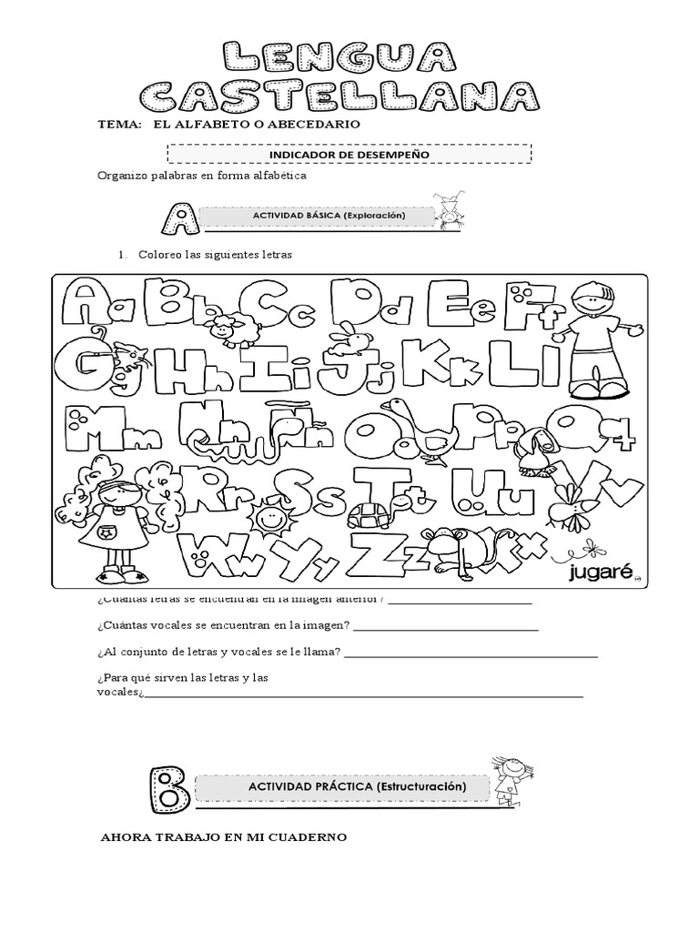 Actividades del Abecedario para Primer Grado | PDF | Alfabeto | Grafemas