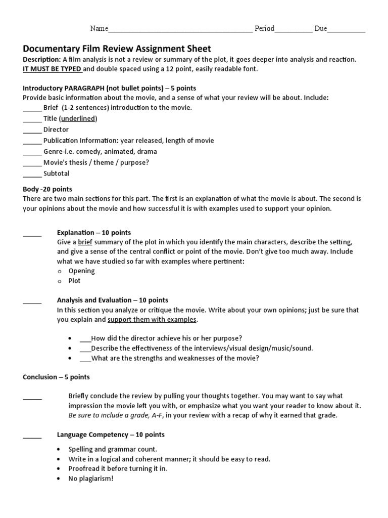 Documentary FILM REVIEW | Download Free PDF | English Language ...