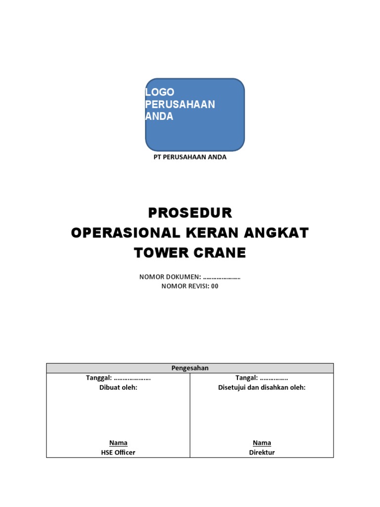 Prosedur Operasional Tower Crane K3 | PDF