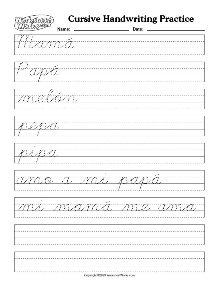 WorksheetWorks Cursive Handwriting Practice 1 | PDF