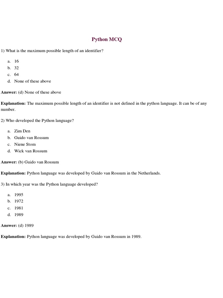 Python MCQ | PDF | Control Flow | Programming