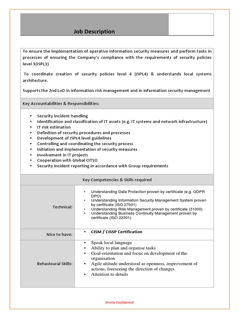 Job Description - IT Security1 | PDF | Information Security | Computing