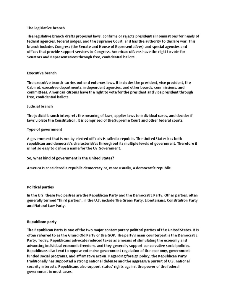 Overview of the U.S. Political System | PDF | American Government ...