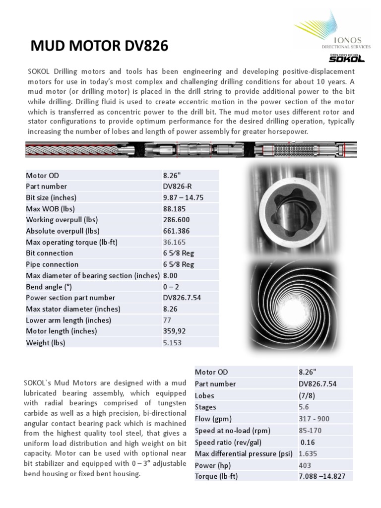 Mud Motor DV826 | PDF | Electric Motor | Machines