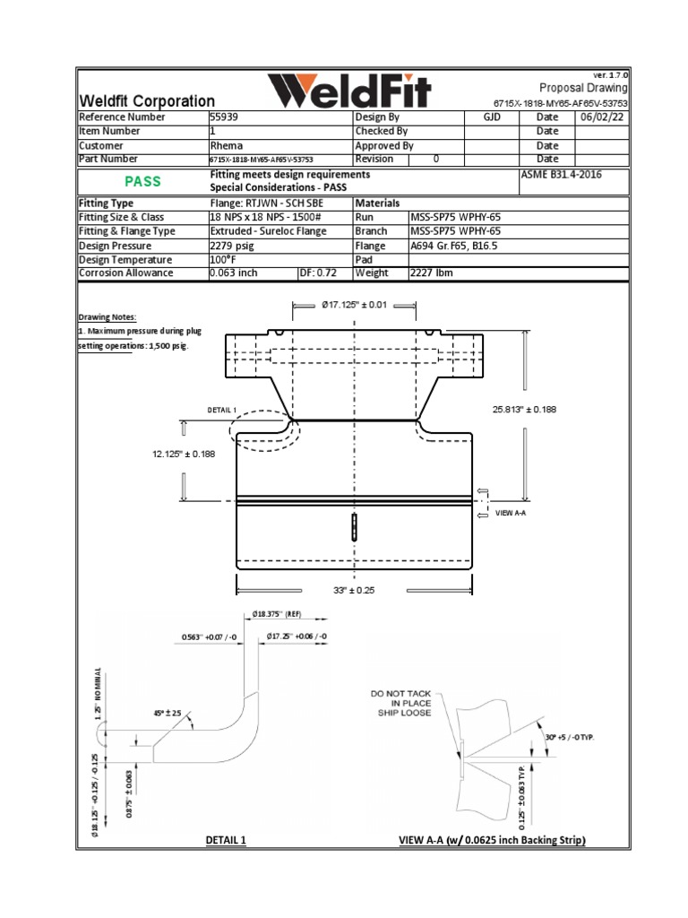 Drawing Tee Split 6715X-1818-MY65-AF65V-53753 Calc and GA | PDF ...