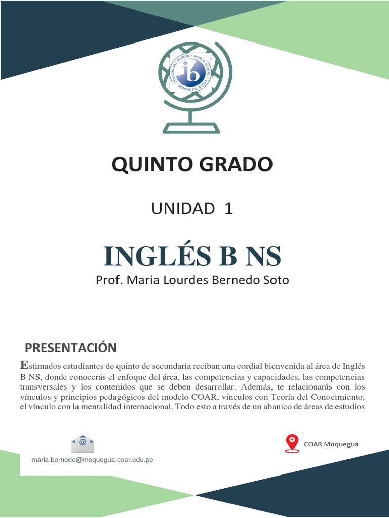Presentación - Unidad 1 - Ingles B NS - 2021 | PDF