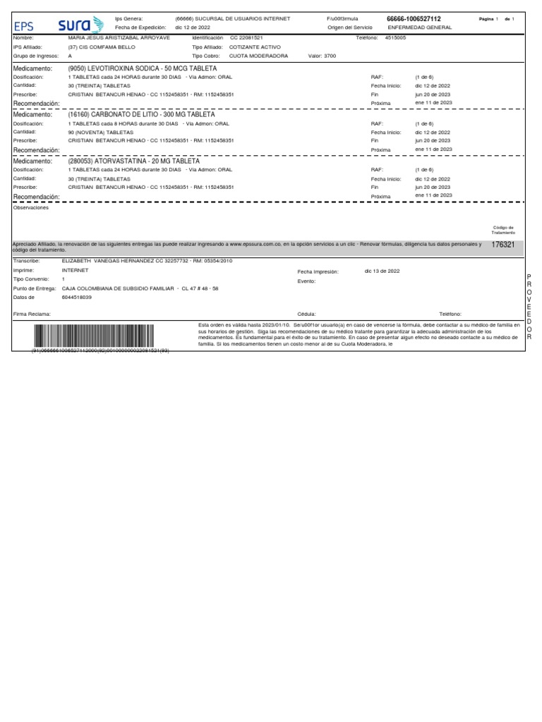 Eps Sura PDF 1673364499563 | PDF | Medicamentos con receta | Farmacia