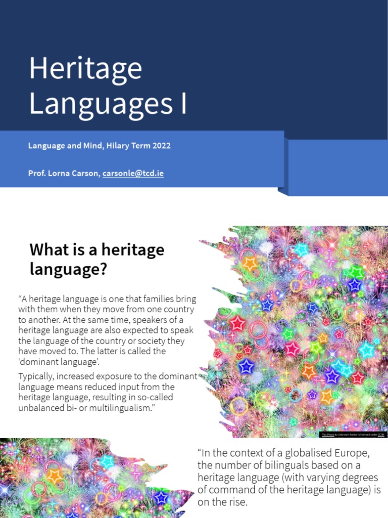 LIU11007 - Language and Mind - Monday Lecture - Week 9 - Heritage ...