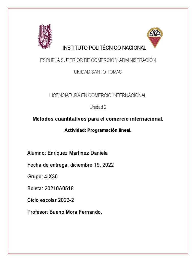 Act 1 U2 Programación Lineal Denriquez | PDF | Fertilizante ...