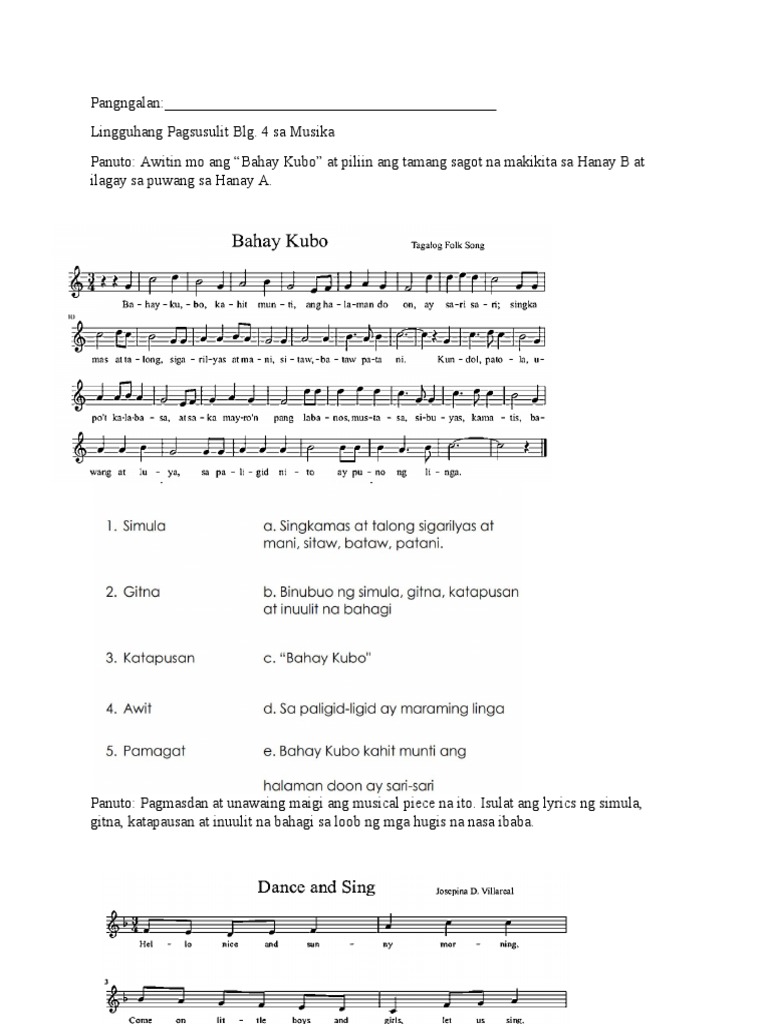 Summative Test Music 3 q3 | PDF