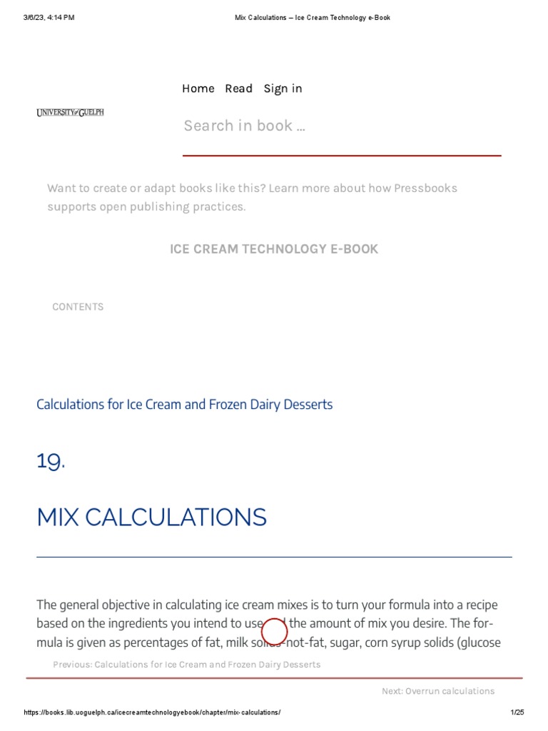Mix Calculations - Ice Cream Technology E-Book | PDF | Ice Cream | Cream