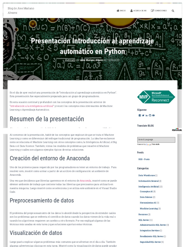 Introduccion Al Aprendizaje Automatico en Python | PDF | Aprendizaje ...
