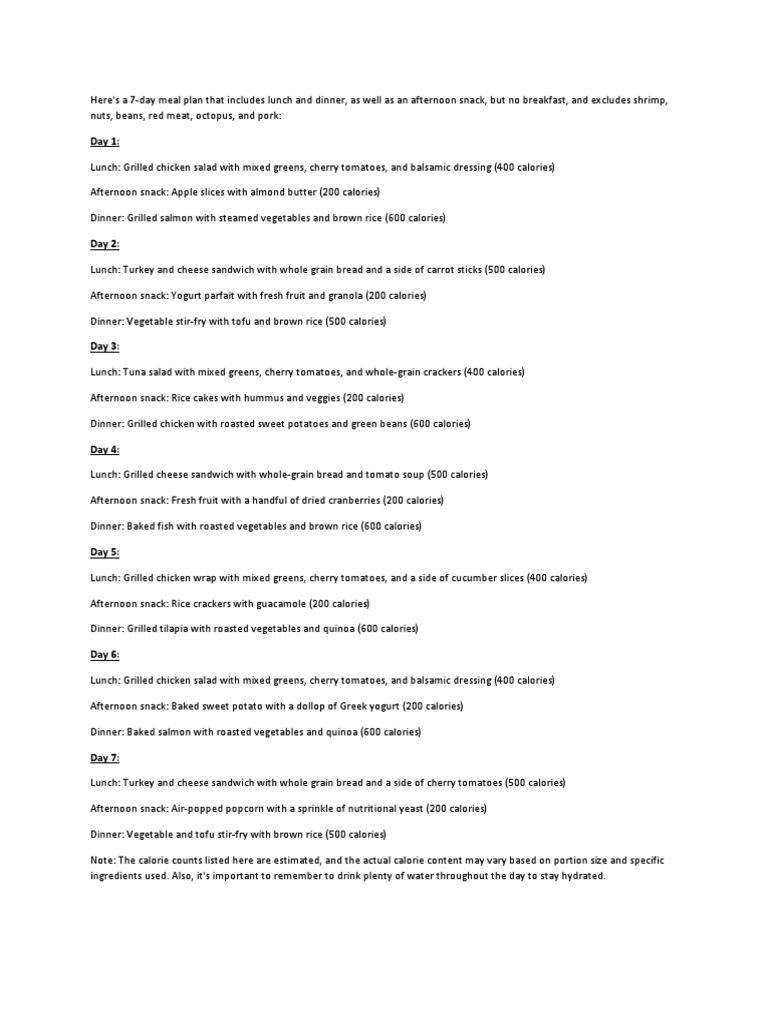 7 Meal Course | PDF | Lunch | Salad