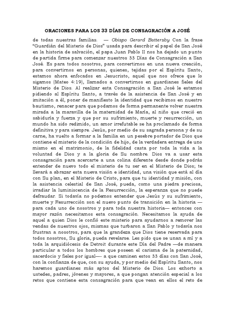 Oraciones para Los 33 Días de Consagración A José | PDF | eucaristía ...