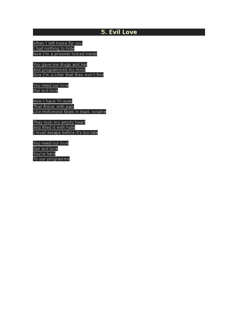 Evil Love - Uncle Acid | PDF