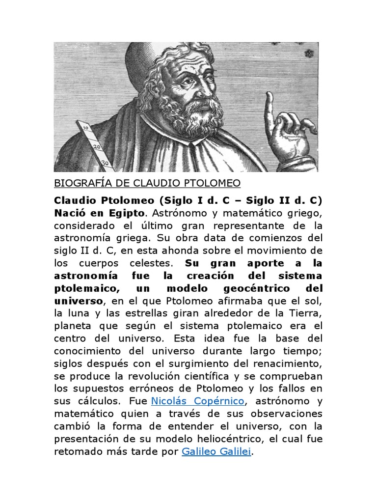 Biografía de Claudio Ptolomeo | PDF