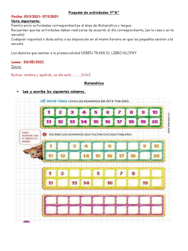 Paquete de Actividades 1 Del 3-5 Al 7-5-2021 | PDF