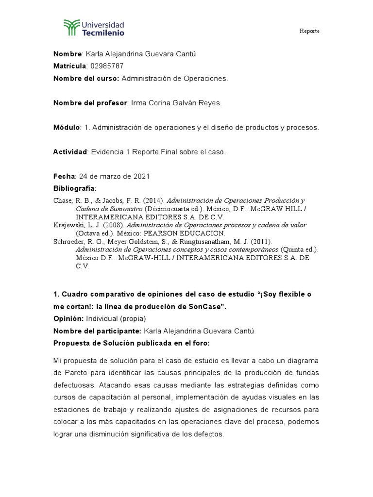 ADO - Evidencia 1 - Evidencia 1 Reporte Final Sobre El Caso | PDF | Calidad (comercial ...