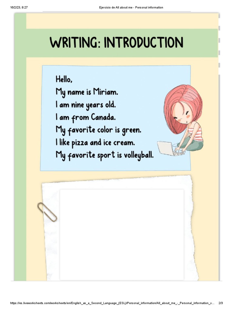 All About Me: Personal Info Worksheet | PDF