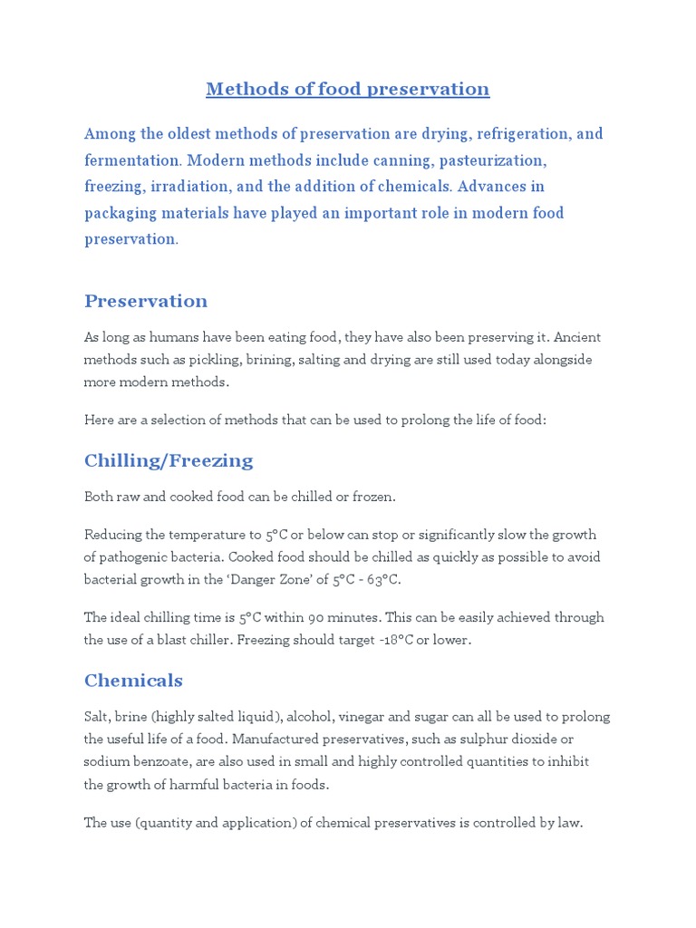 Method of Food Preservation | PDF | Food Preservation | Sterilization ...